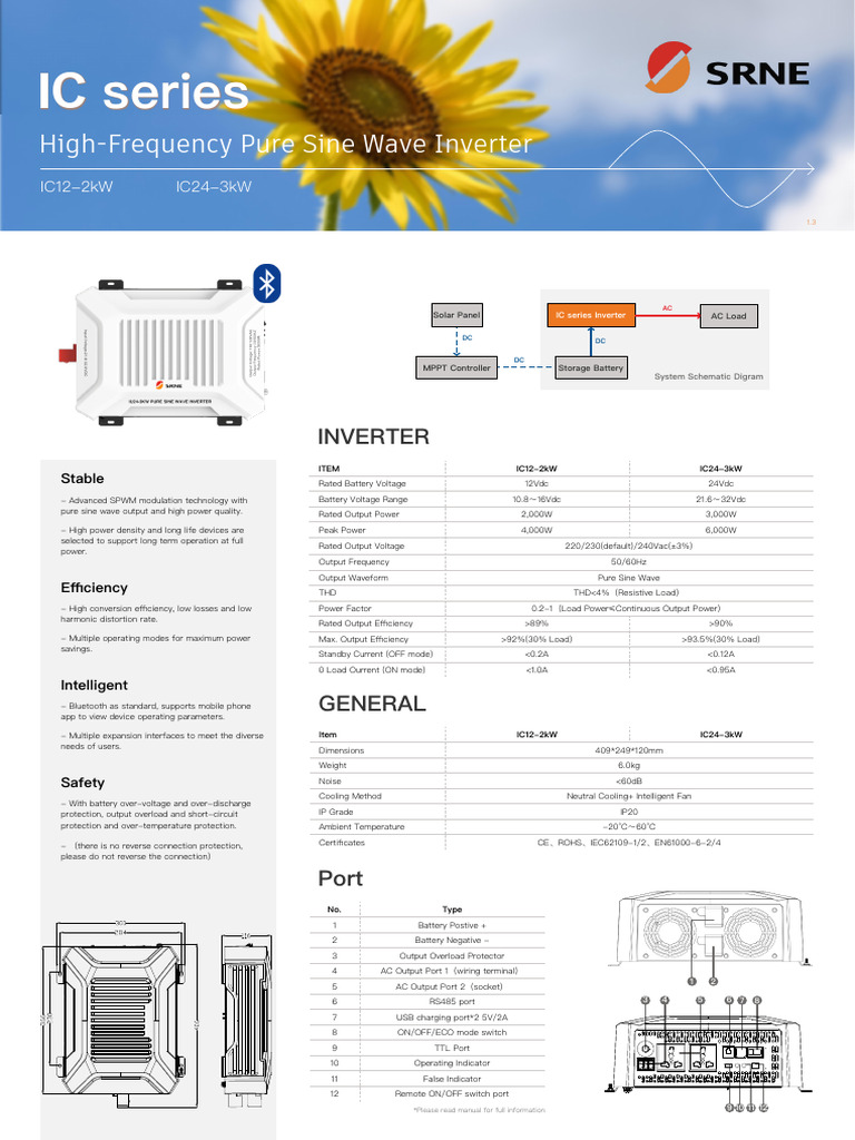 8096 - 8097 SRNE-IC-series-2-3kW-high-frequency-pure-sine-wave-inverter | PDF | Power Inverter ...