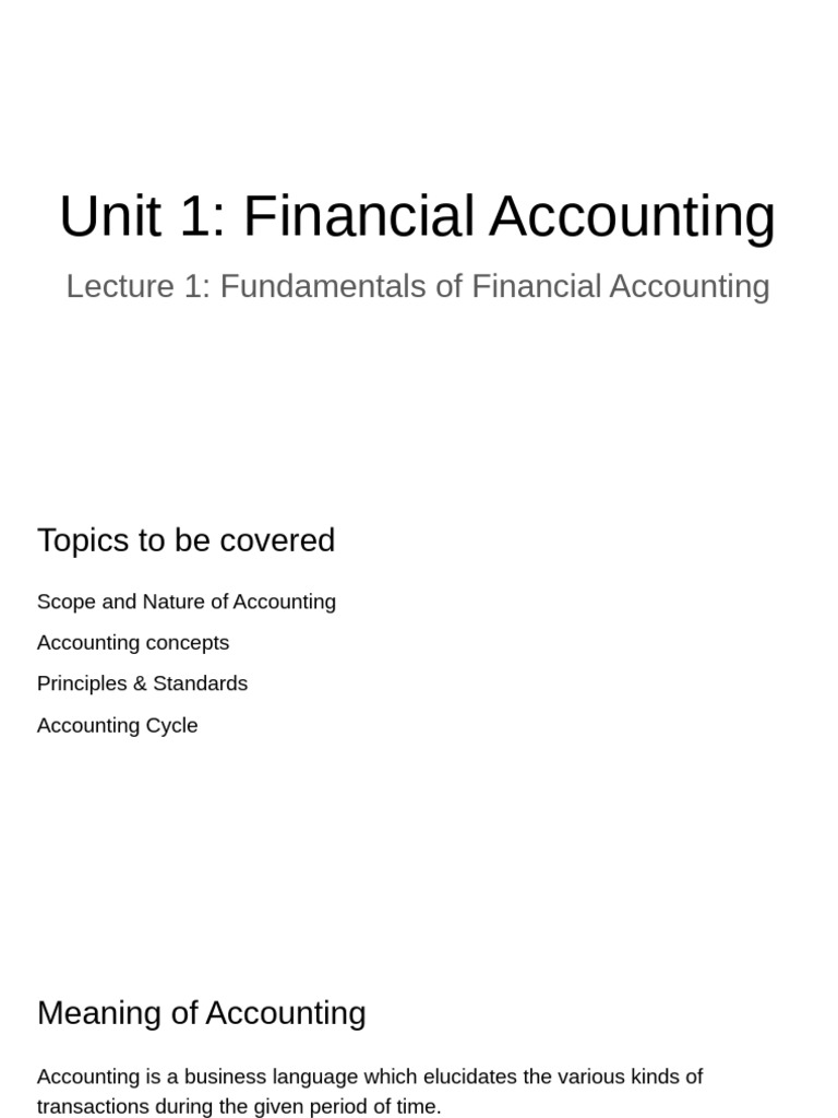 Lecture 1 Fundamentals Of Financial Accounting Pdf