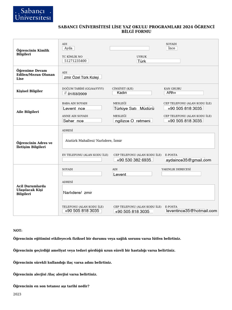 Bilgi Formu (1) | PDF