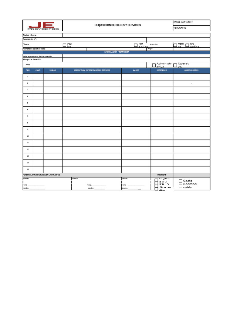 Formato de Requisicion de Compra de Bienes y Servicios | PDF