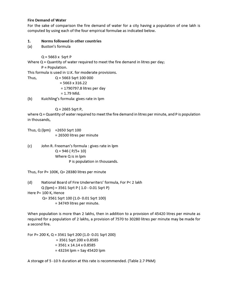 Estimation of Fire Demand of Water | PDF