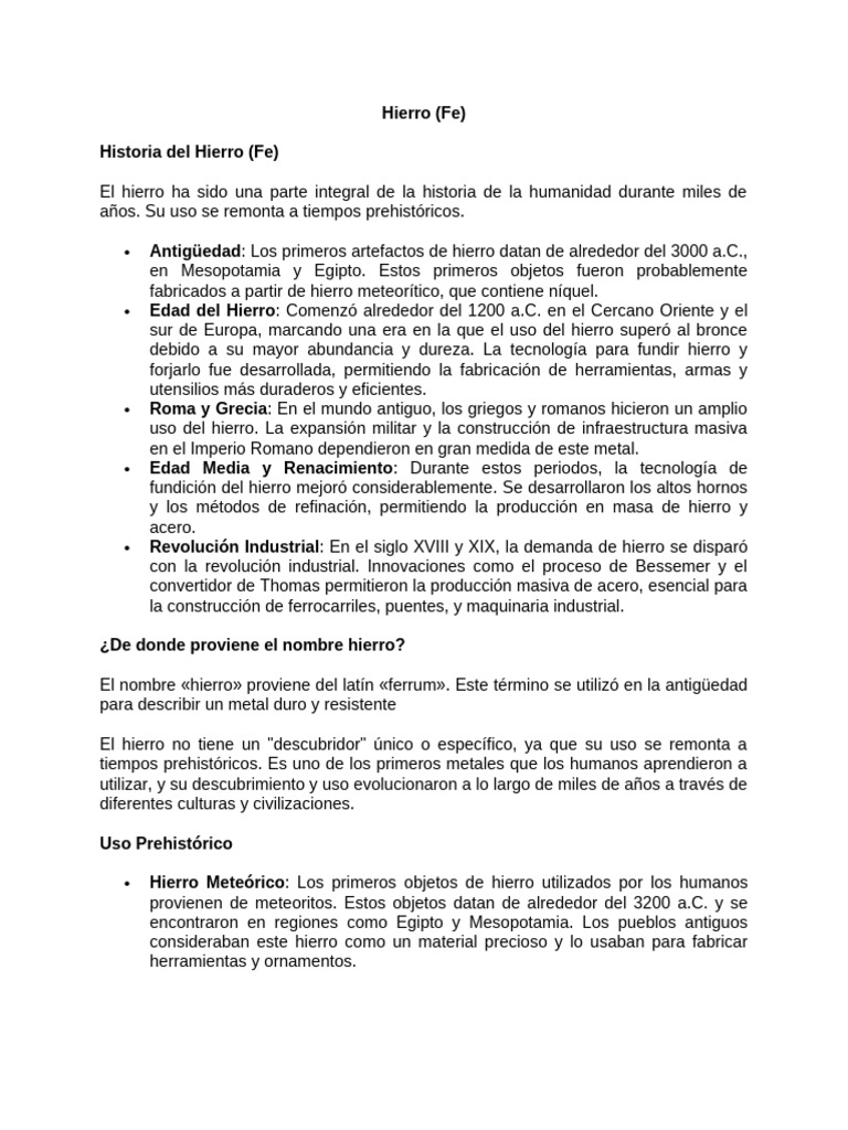 Informe y Presentación Sobre El Hierro | PDF