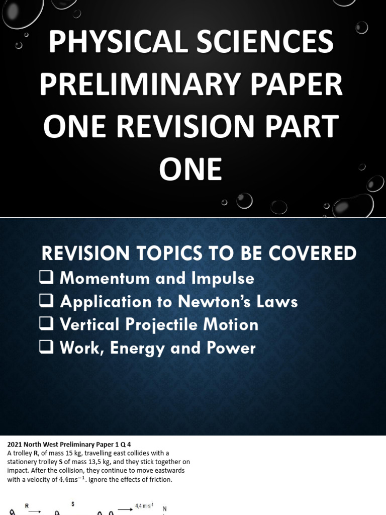 Preliminary Physical Science Paper One Revision | PDF