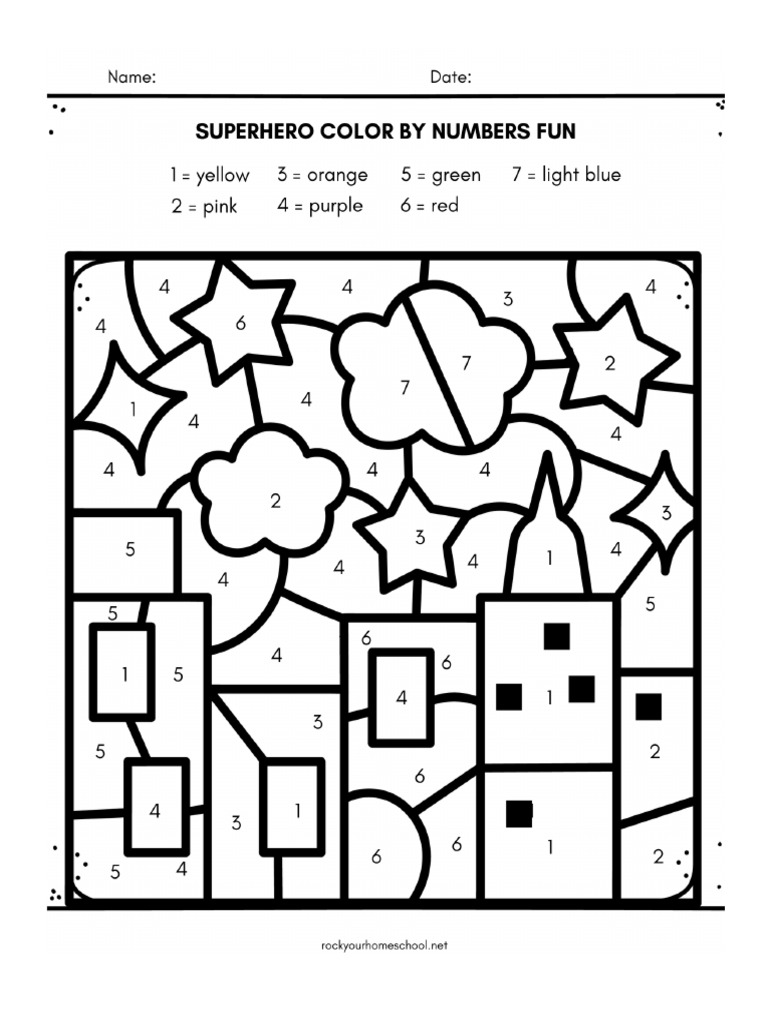 Superhero Color by Number Activities Pack | PDF