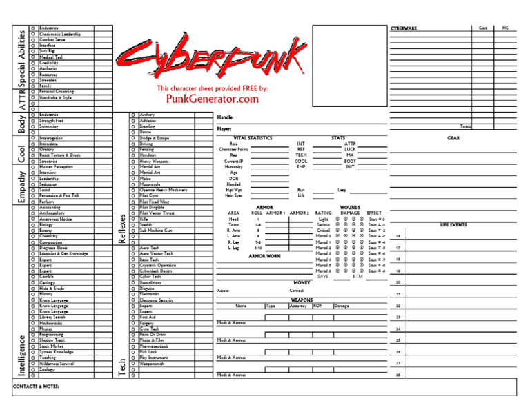 Cyberpunk 2020 Character Sheet by PunkGenerator - Com V17u-Nnu8r2 2511 ...