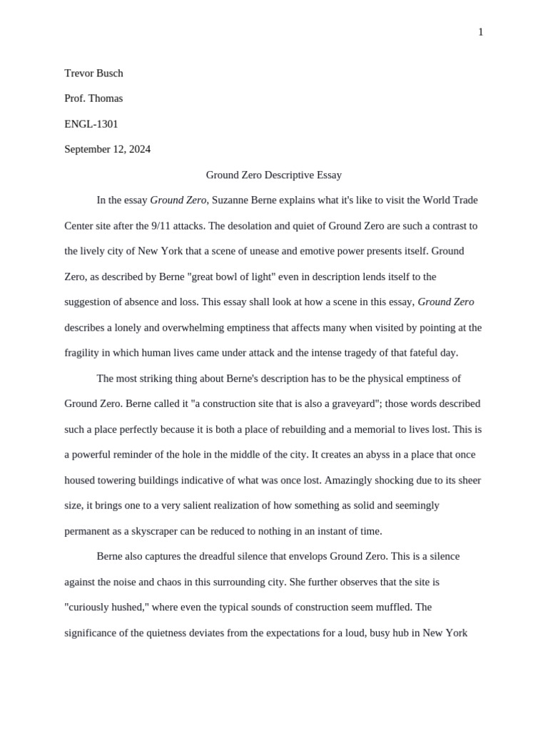 Ground Zero Descriptive Essay | PDF