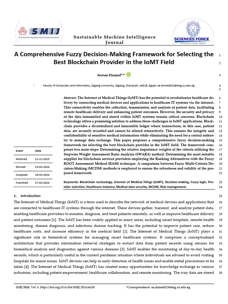 A Comprehensive Fuzzy Decision-Making Framework Fo | PDF