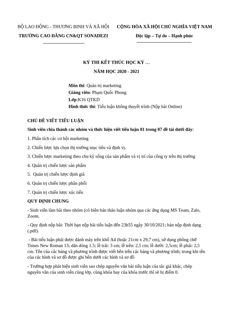 De Thi Tieu Luan - QTM | PDF