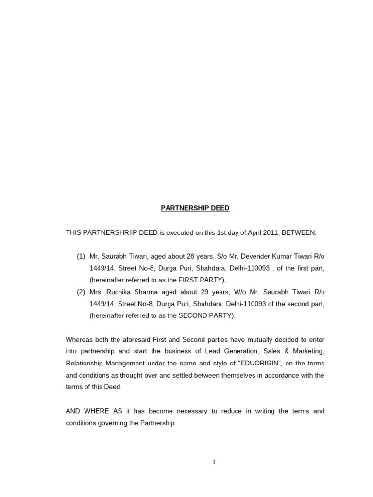 PARTNERSHIP - DEED Amended | PDF