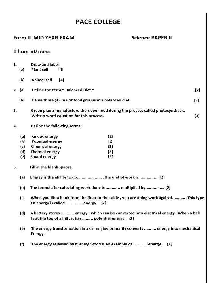 Form 2 Exam | PDF