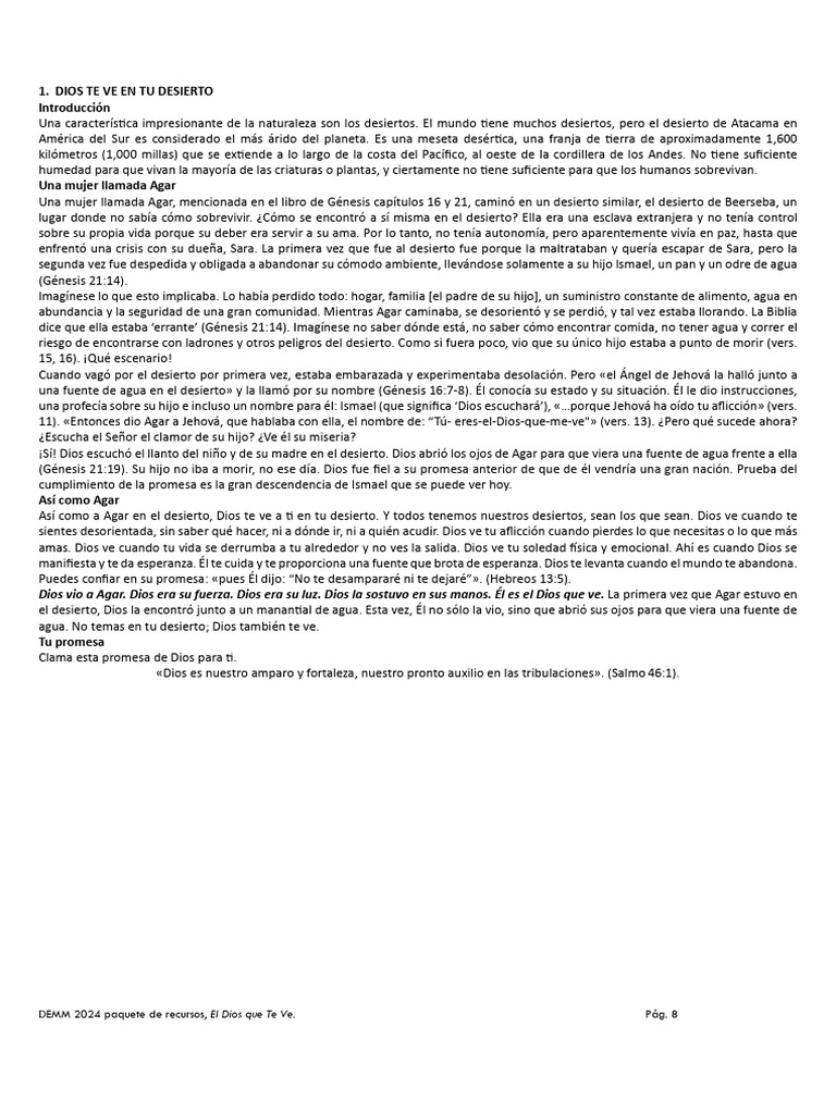 Dios Te Ve en Tu Desierto | PDF