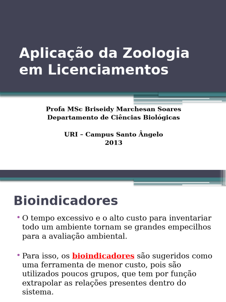 1a aula Aplica%e7%e3o da Zoologia em Licenciamentos-1 | PDF