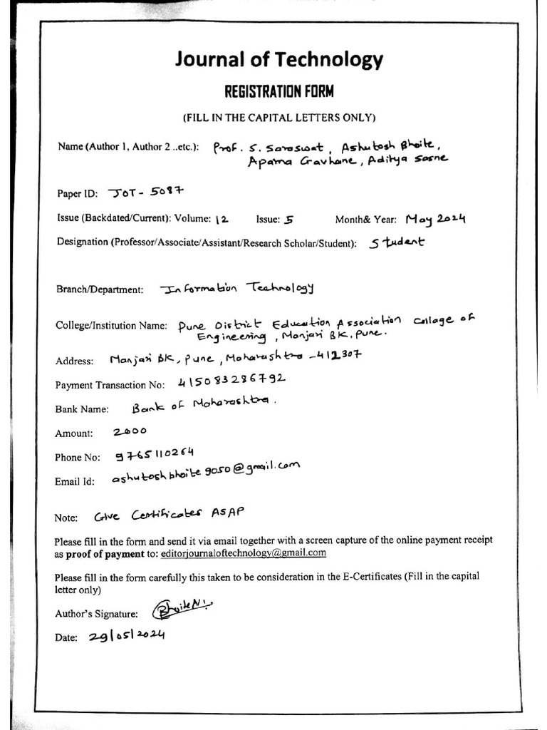Registration Form JOT - 1 | PDF Registration Form JOT - 1 | PDF