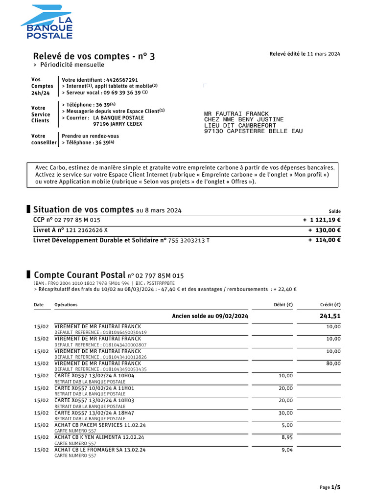 2024-03-e-relevé-MR FAUTRAI FRANCK-CCP | PDF