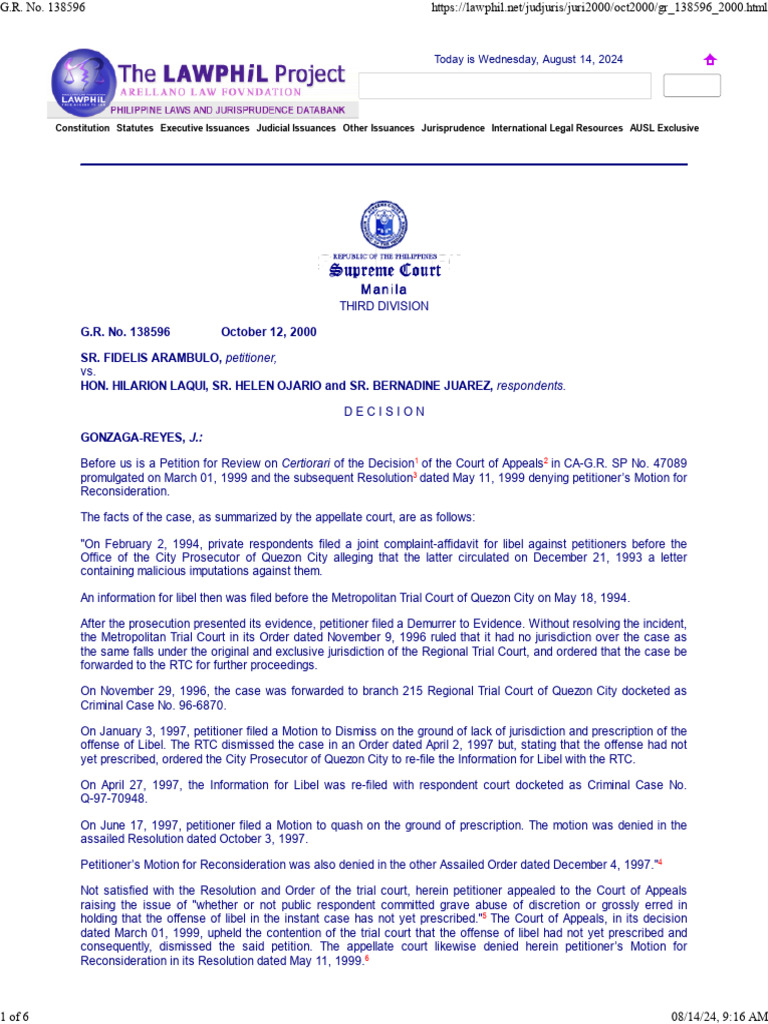 Arambulo vs. Laqui | PDF