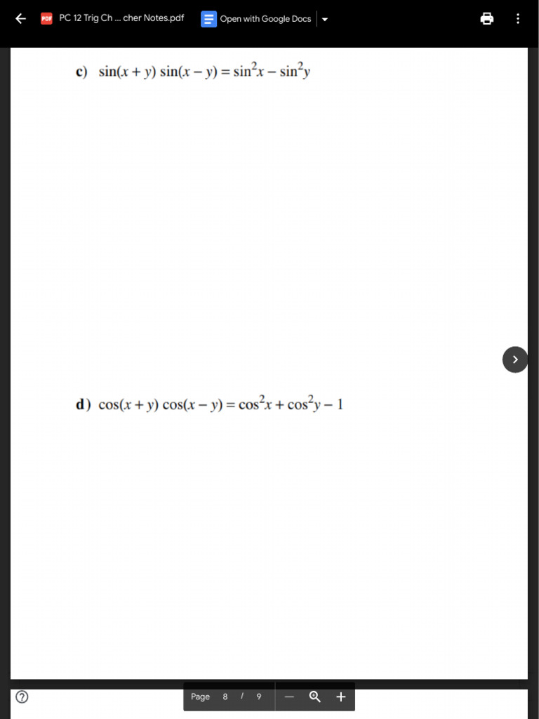 Assignment 3 (Sum & Difference Identities) | PDF