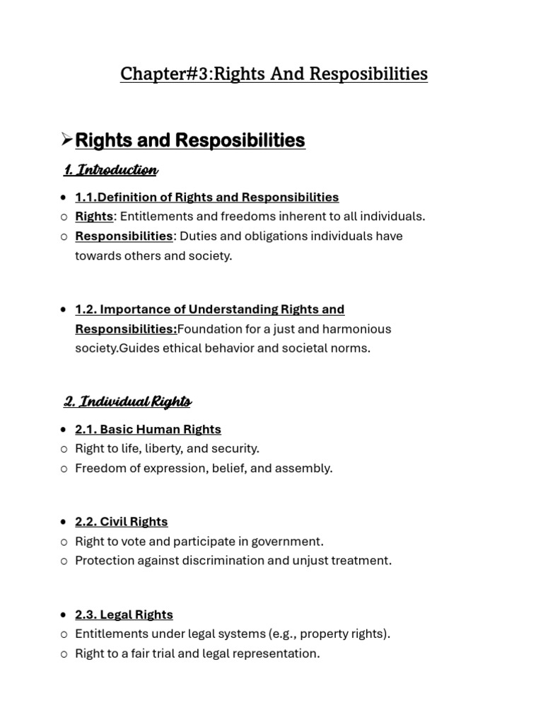 Civic Chapter 3 Rights and Responsibilities | PDF