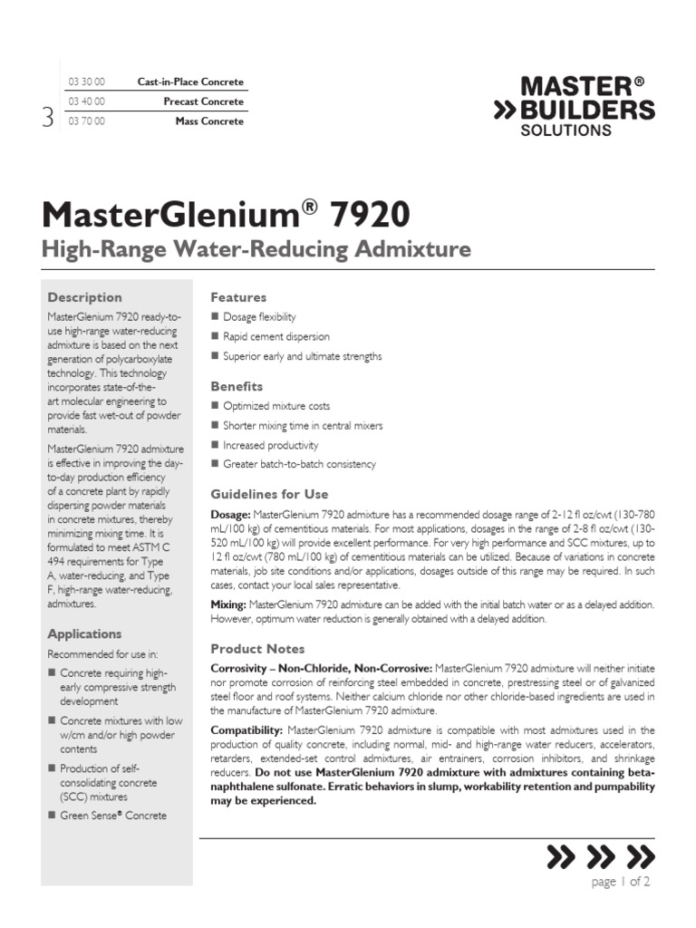 Masterglenium 7920 Tds | PDF