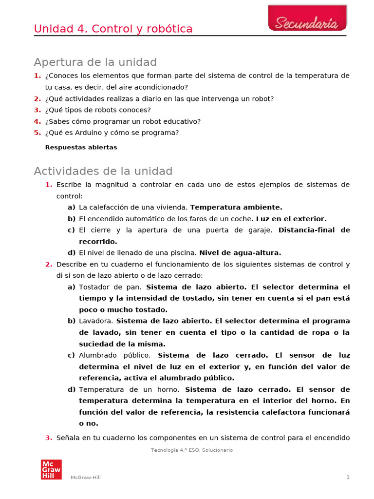 Solucionario - U4 - TECNO 4 | PDF
