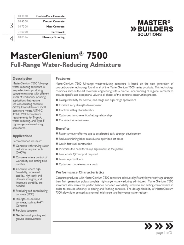 Mbs Masterglenium 7500 Tds | PDF