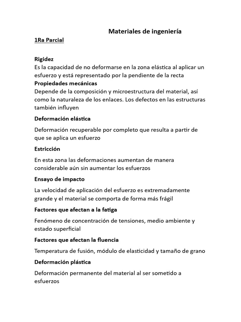 MATERIALES DE INGIENERIA RESUMEN | PDF