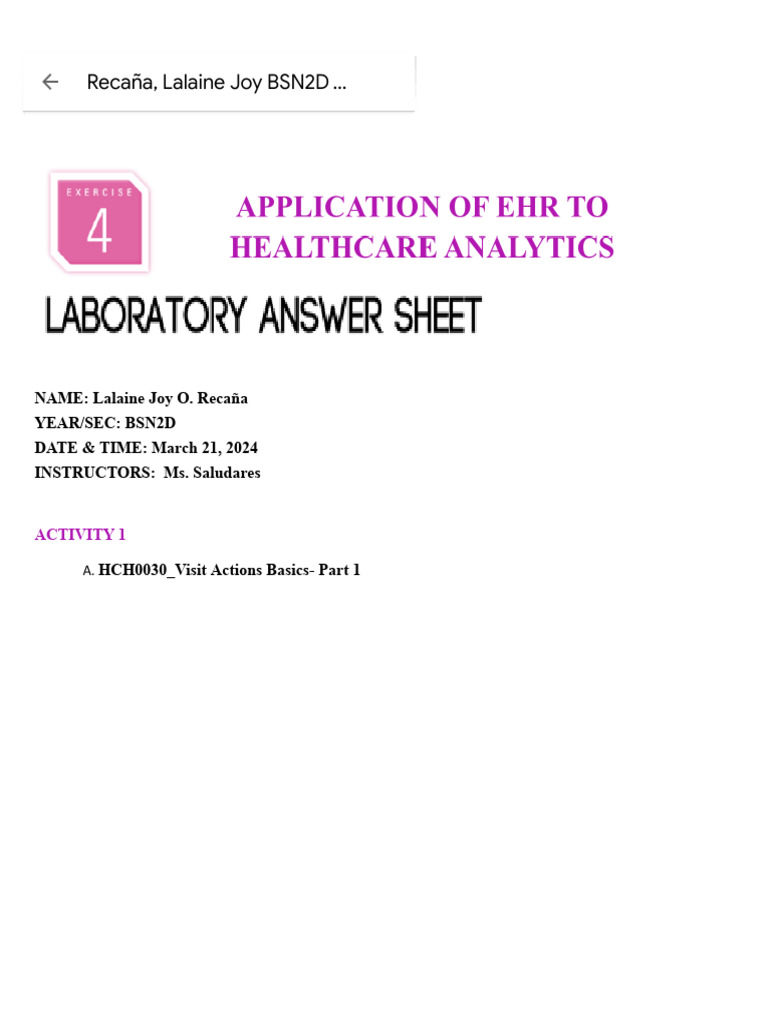 Recaña, Lalaine Joy BSN2D - Exercise 4. | PDF