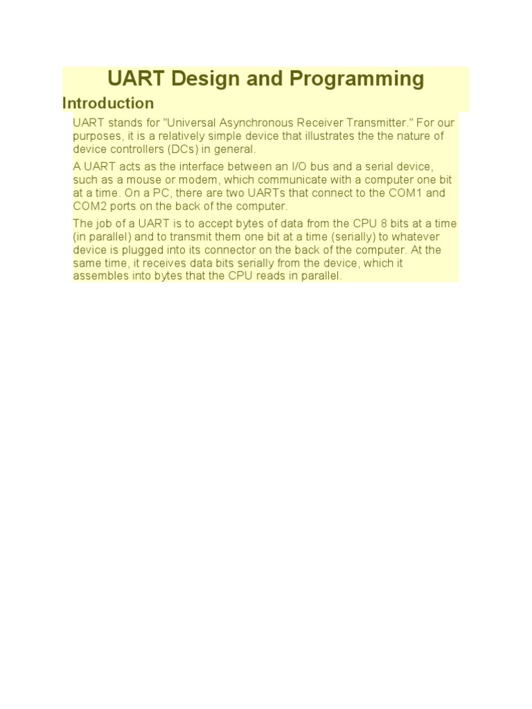 UART Design and Programming | PDF | Electronic Engineering | Electrical ...