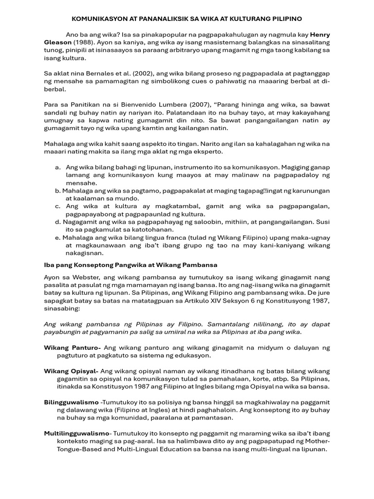 KOMPAN Reviewer Q1 | PDF | Tagalog Language | Social Science