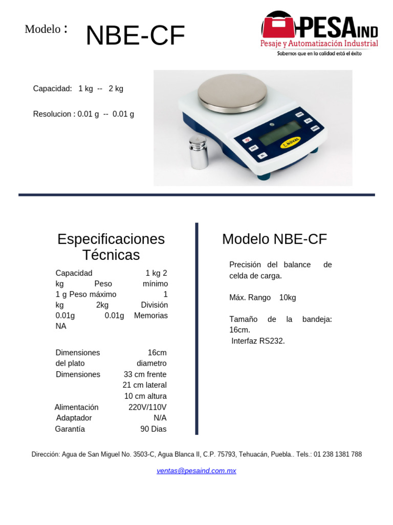 NBE-CF - Laboratorio - Básculas Noval | PDF