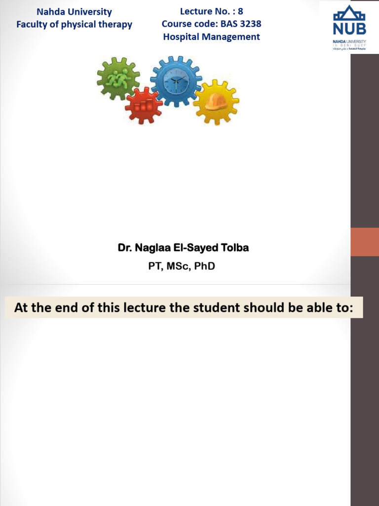 Hospital Management Lect. 8 - 2024 | PDF