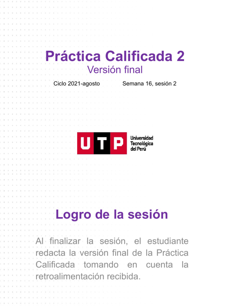 S16. s2 - Práctica Calificada 2 - Versión Final | PDF