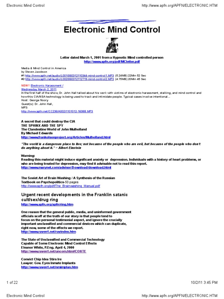 Electronic Mind Control | PDF | Transmitter | Electromagnetic Interference