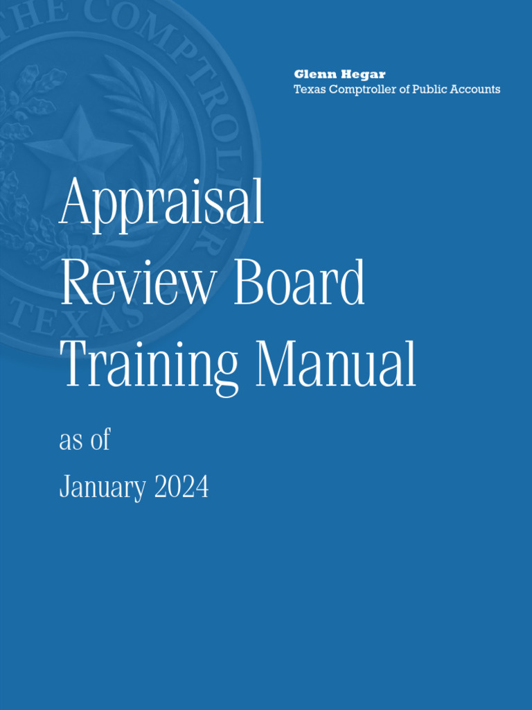 Appraisal Review Board Training Manual: As of January 2024 | PDF
