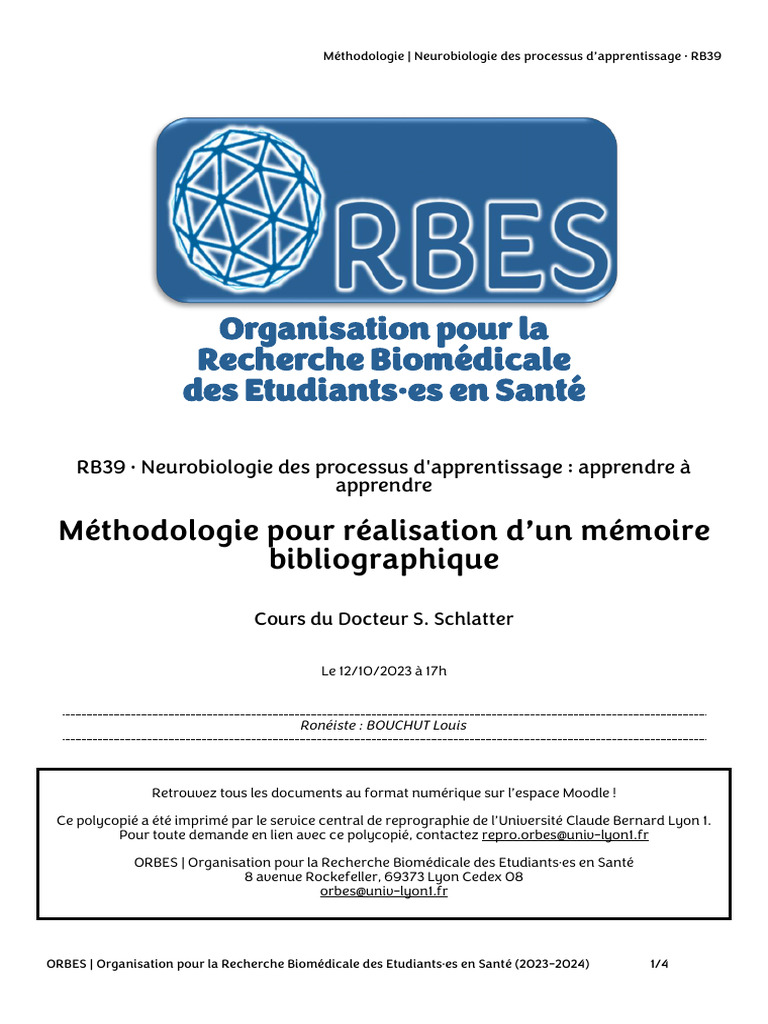 Cours 6 Ronéo - Méthodologie | PDF