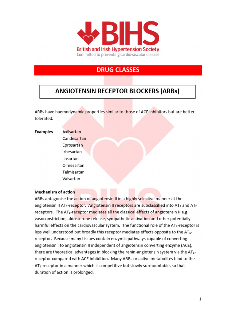Angiotensin Receptor Blockers Final 2017 | PDF