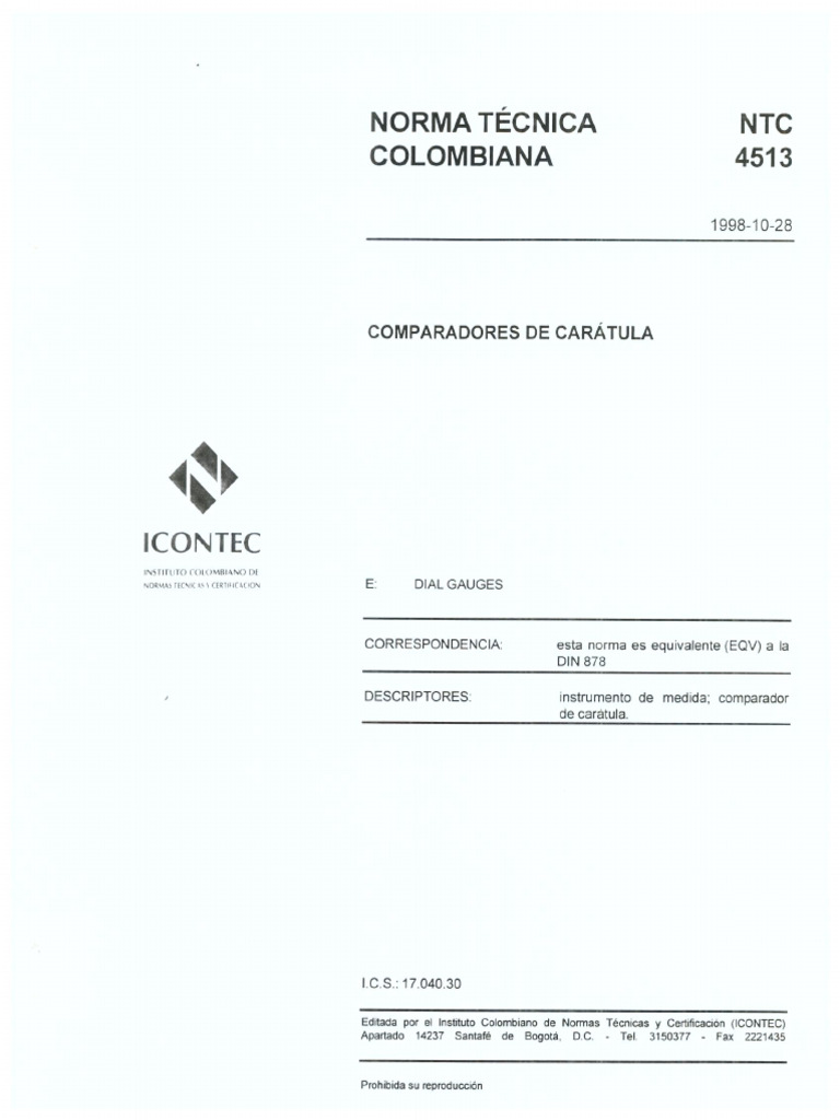 NTC 4513 Comparadores de Carátula | PDF