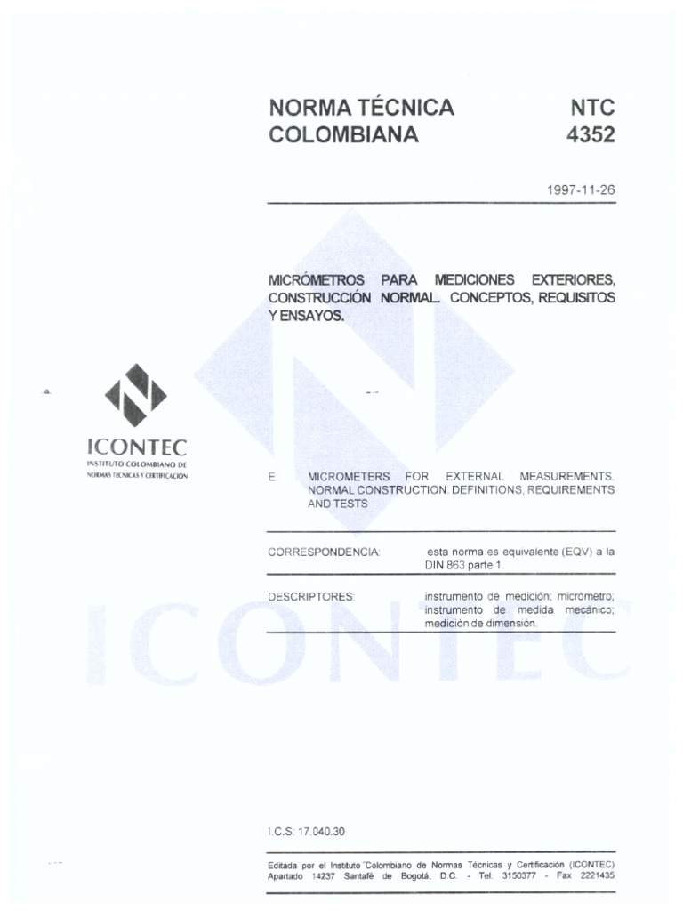 NTC 4352 Micrometros | PDF