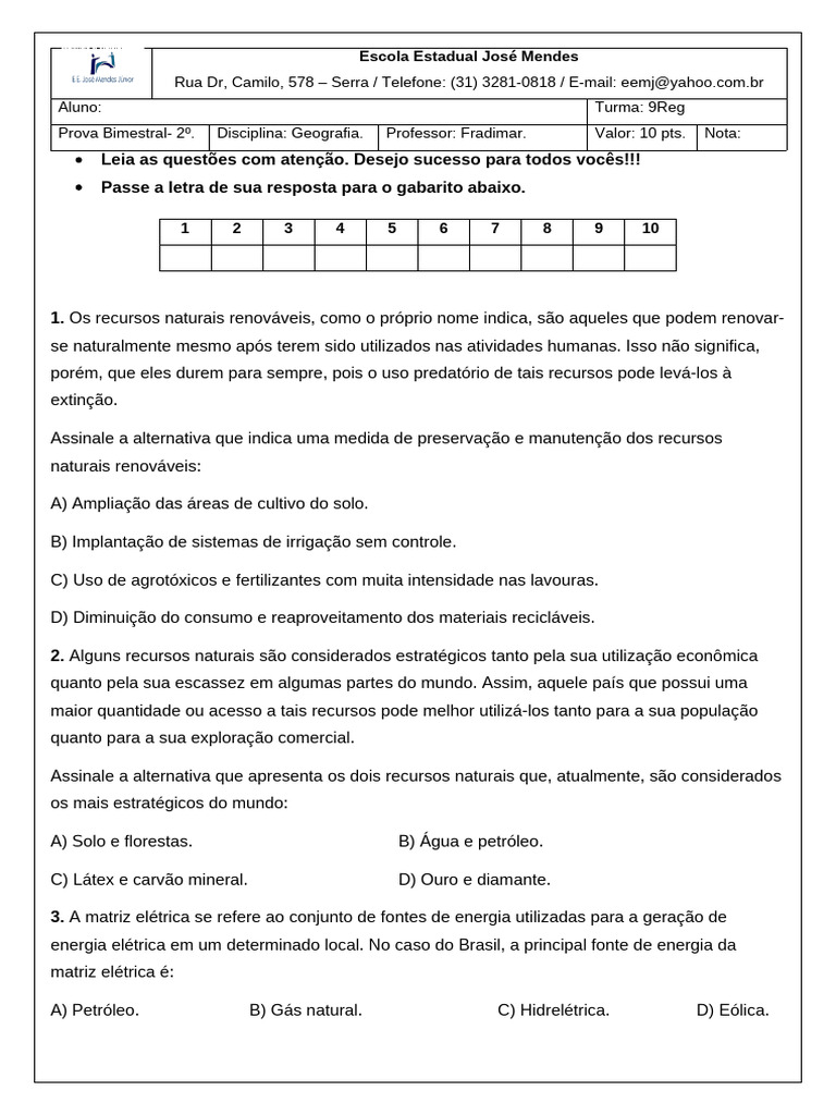 9ano - 2bi - Fradimar | PDF