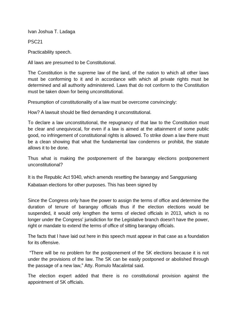 Practicability Speech | PDF