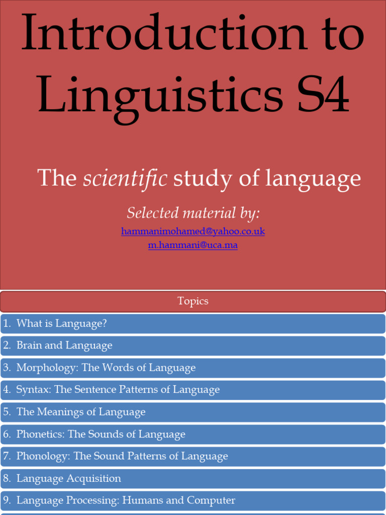 Introduction To Linguistics s4 | PDF