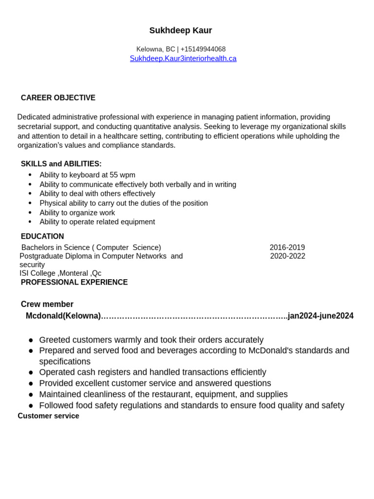 Sukhdeep Resume | PDF
