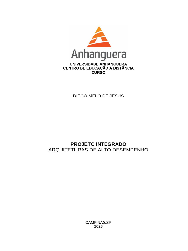 Projeto Integrado - Diego Mello | PDF