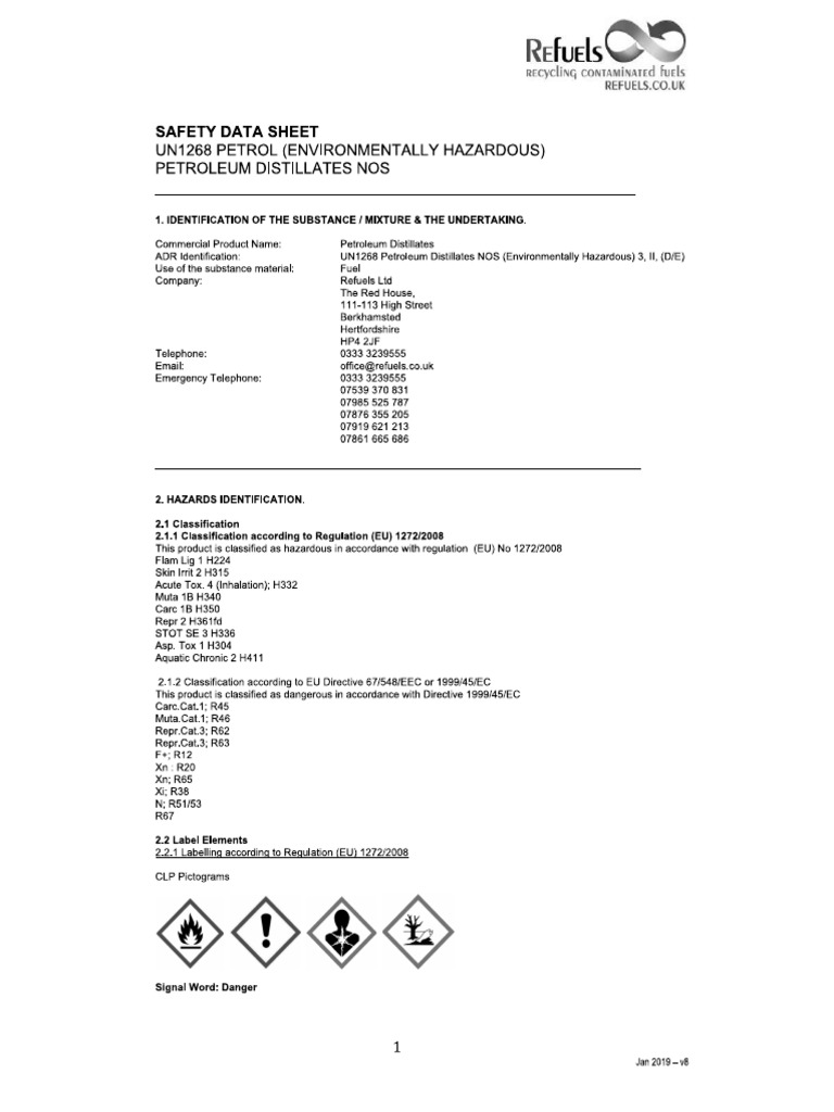 Safety Data - Petro Distillates | PDF