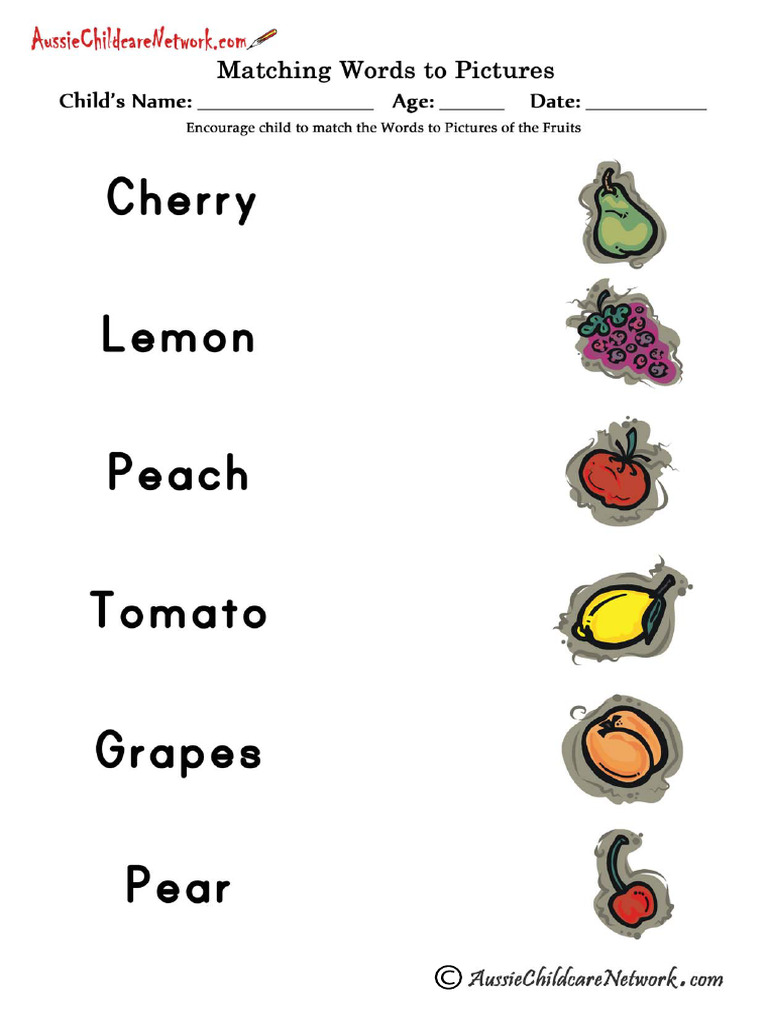 Fruits Words To Pictures | PDF