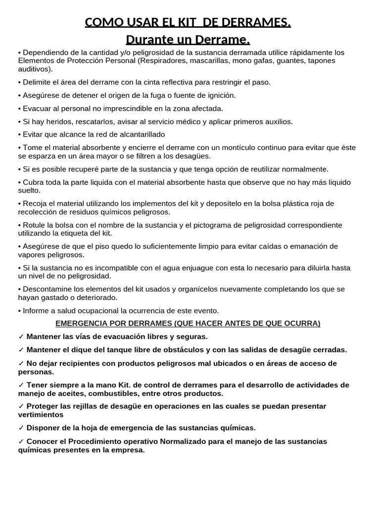 10 SEPT 2024 COMO USAR UN KIT DE DERRAMES | PDF