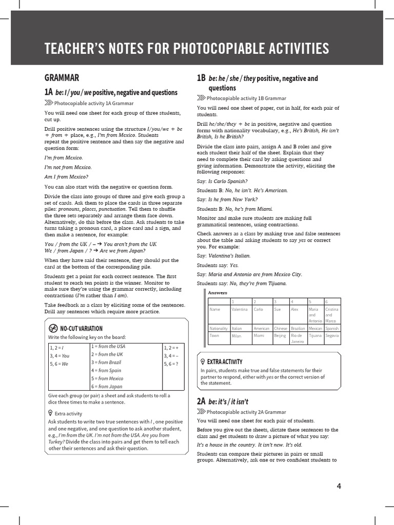 Empower Starter Photocopiable - Teacher Notes | PDF | Question ...