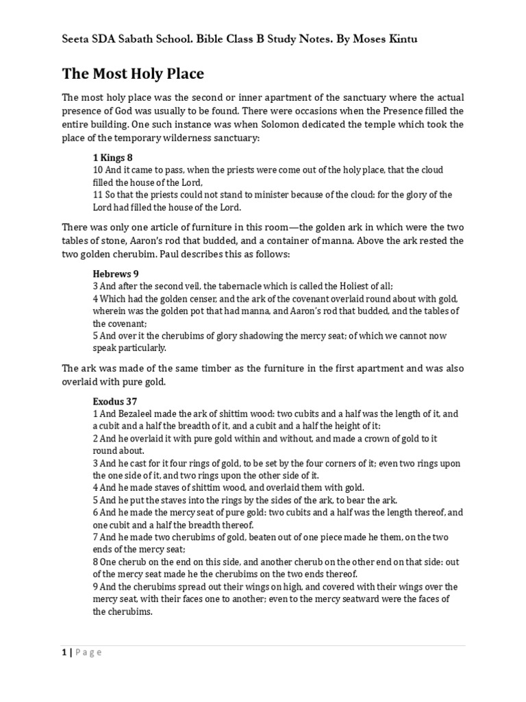 The Most Holy Place | PDF