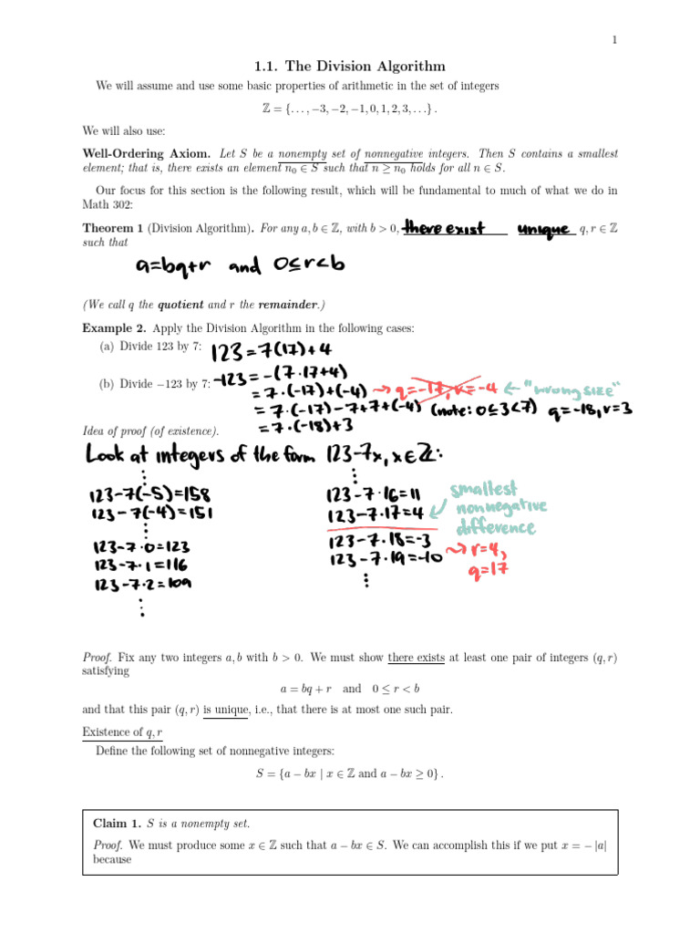 Chapter 1 Handouts Math 302 | PDF