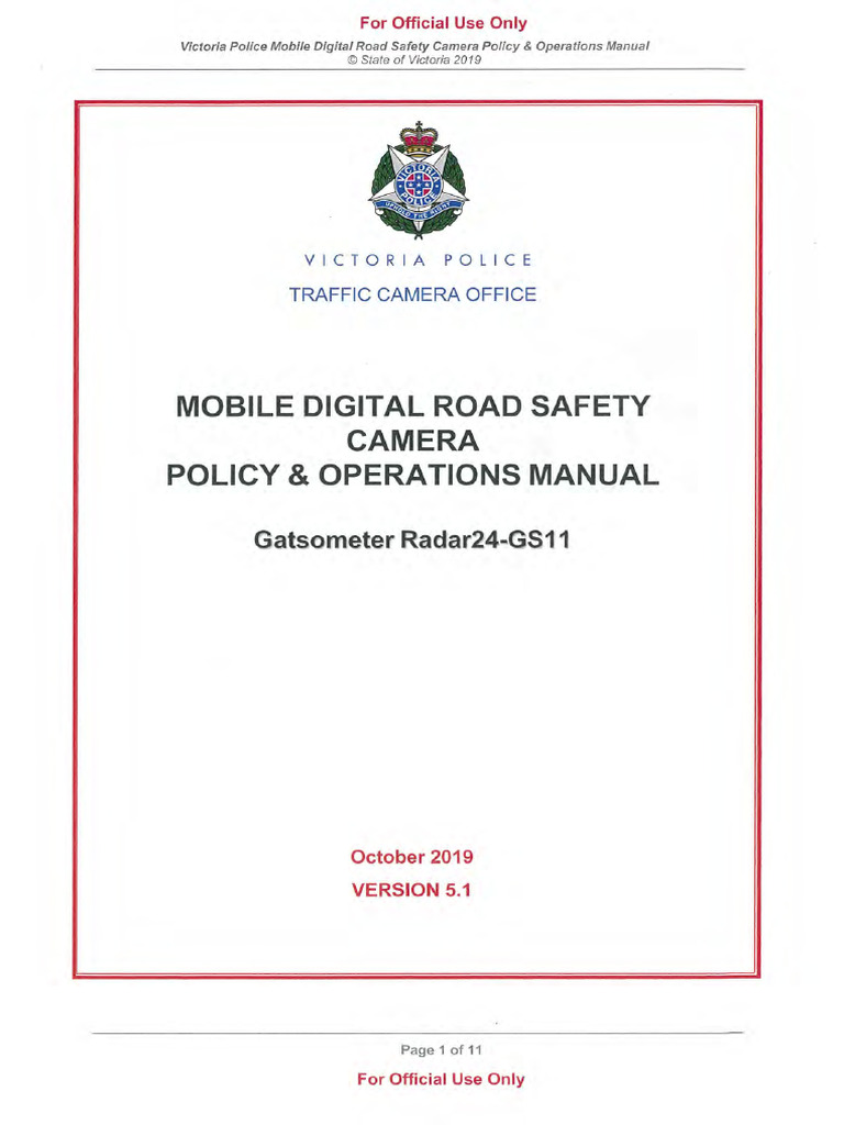Victoria Police Mobile Digital Speed Camera Policy Operations Manual ...