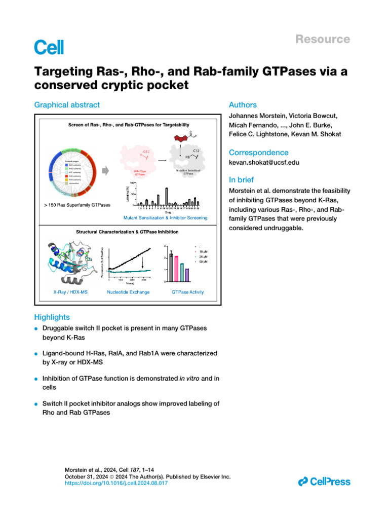 Targeting Ras-, Rho-, and Rab-Family GTPases Via A Conserved Cryptic ...